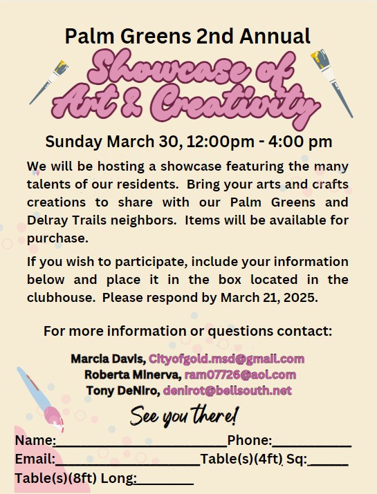 Upcoming Special Events - Palm Greens Recreation Association